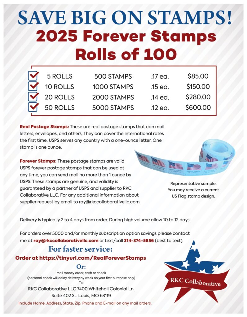 “2025 Forever Stamps” Rolls of 100. - RKC